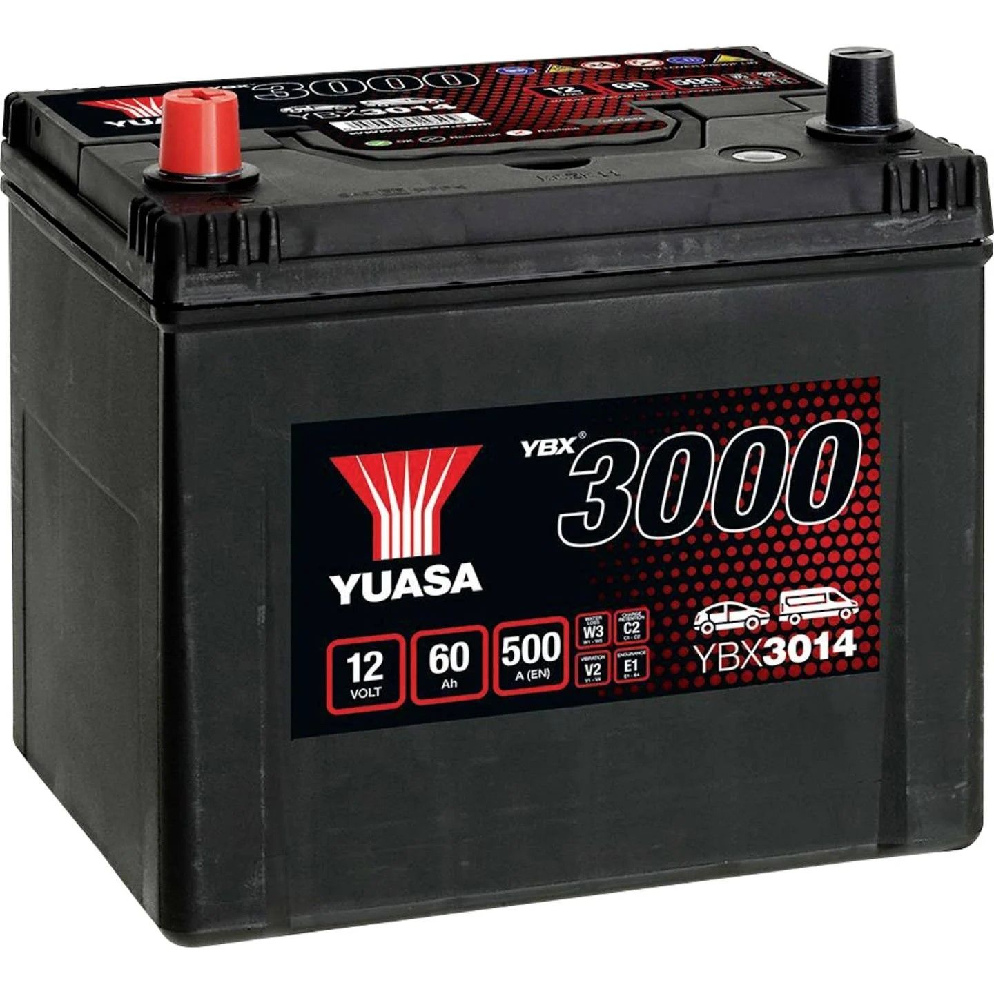 Yuasa Car battery YBX3014 12V 60Ah 500A buy online